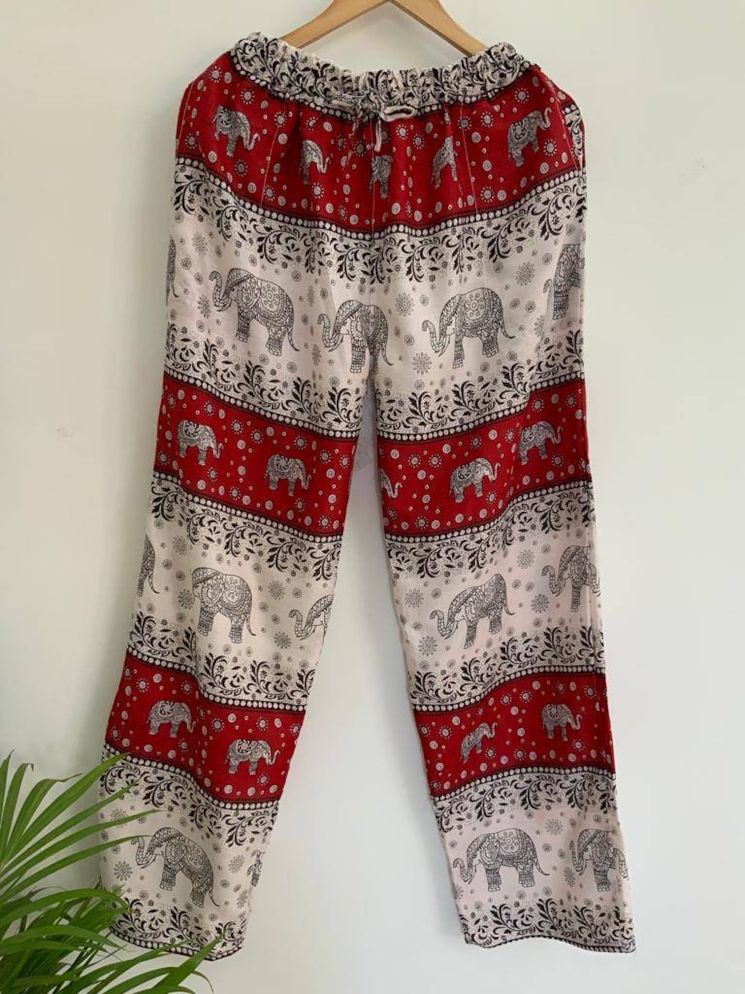 Red Shade Elephant Design Rayon Silk Pant Perfect for Summer Time ...