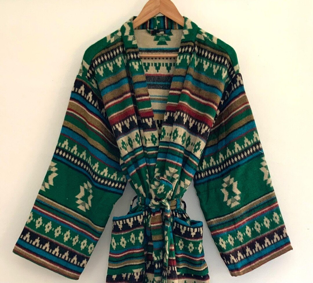 Yak Wool Blend Unisex Kimono,handmade,winter Special,house Robe,aztec ...