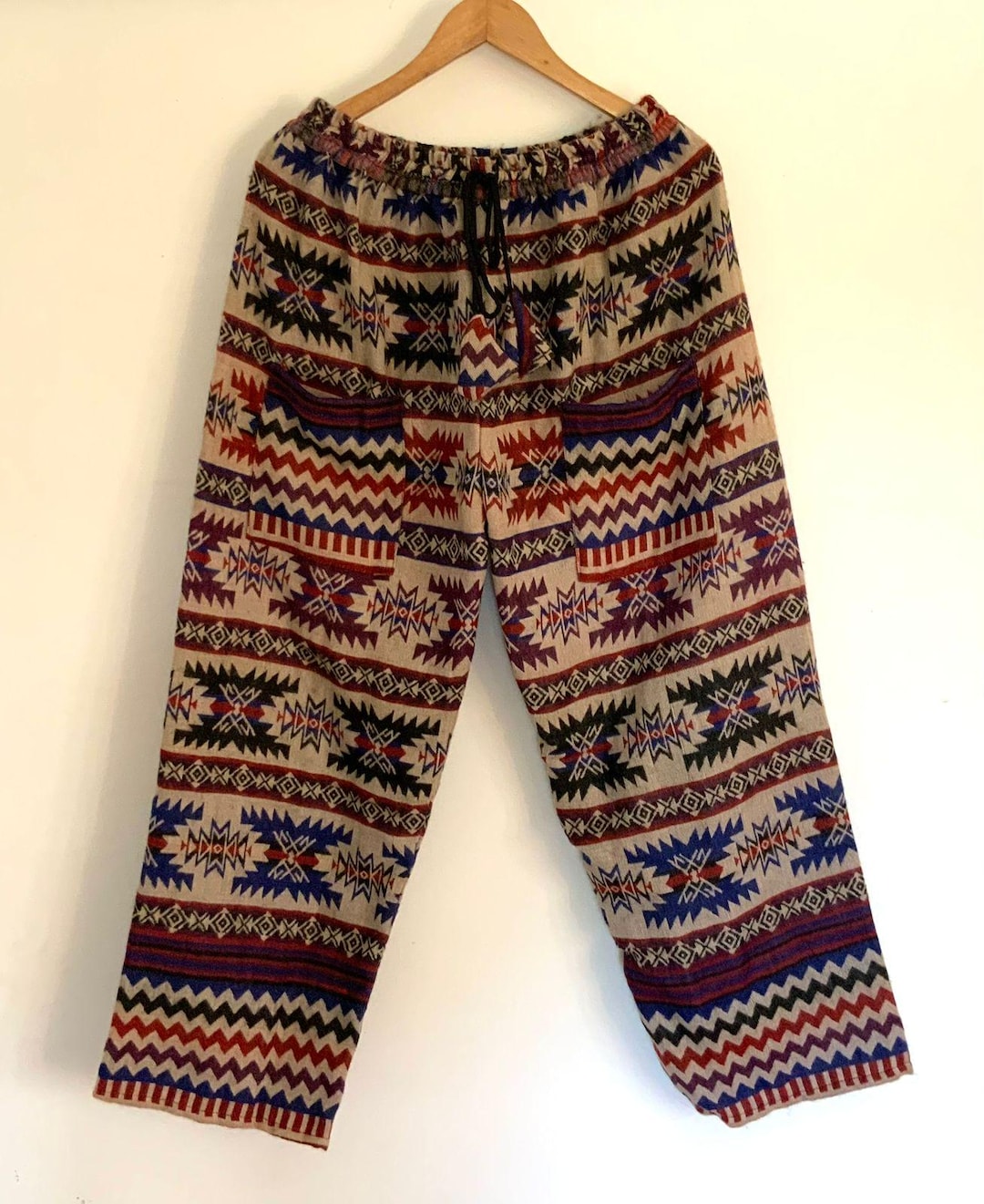 This Beautiful Tibetan Yak Wool Blend Beige-blue Trousers Perfect for ...