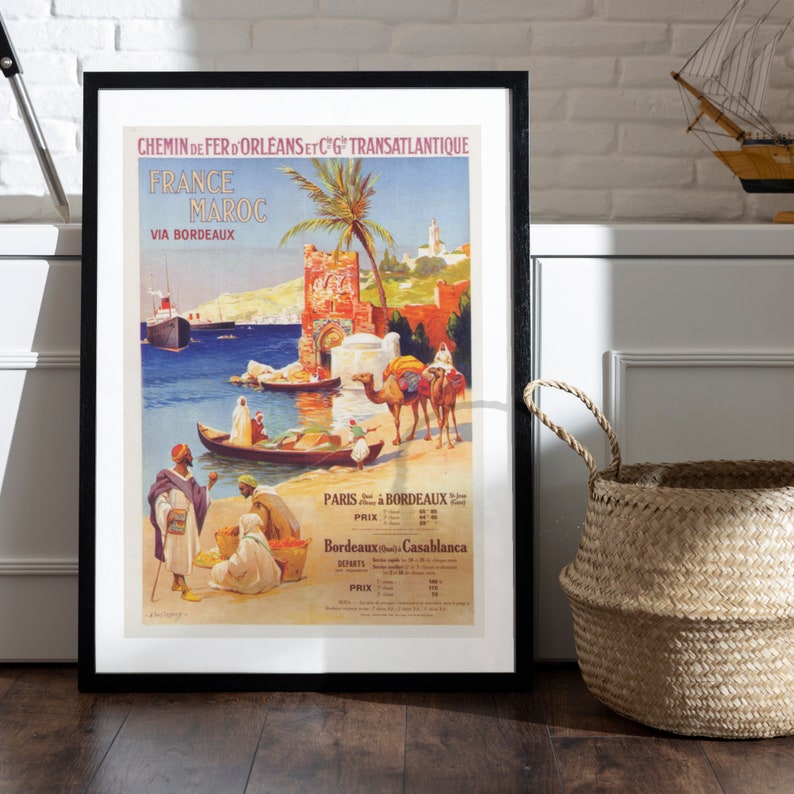 FRANCE MOROCCO Poster I Travel I Transport I Retro Ad. - Etsy