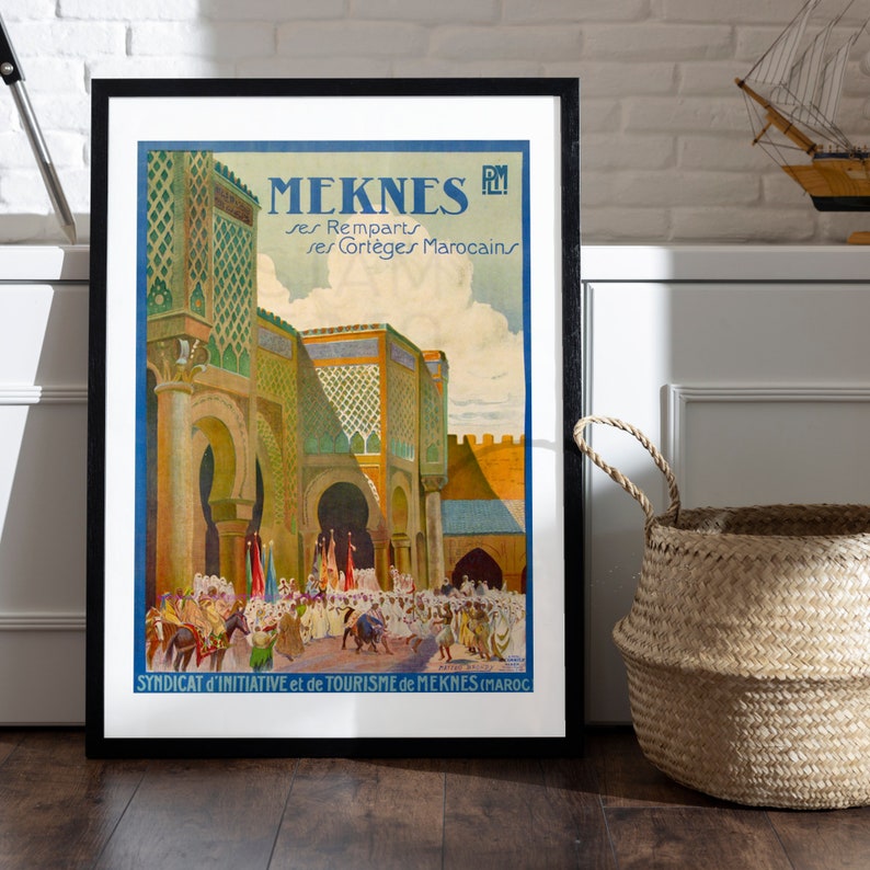 MEKNES Poster I Morocco Pub I Morocco Travel I Vintage Pub I Retro Pub ...