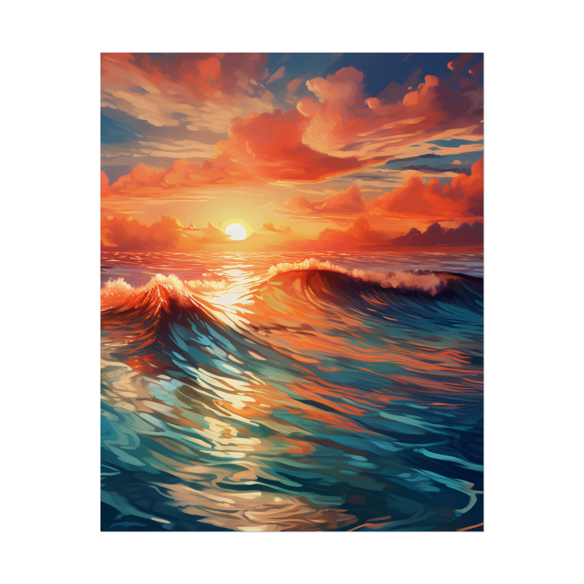 Art Deco Sunset Reflect in the Ocean 4k High Detailed and Full - Etsy