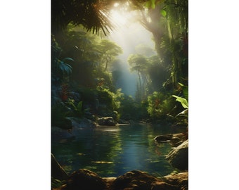 Rousseau's Jungle Oasis: Vibrant Day Scene With Whimsical Lioness and ...