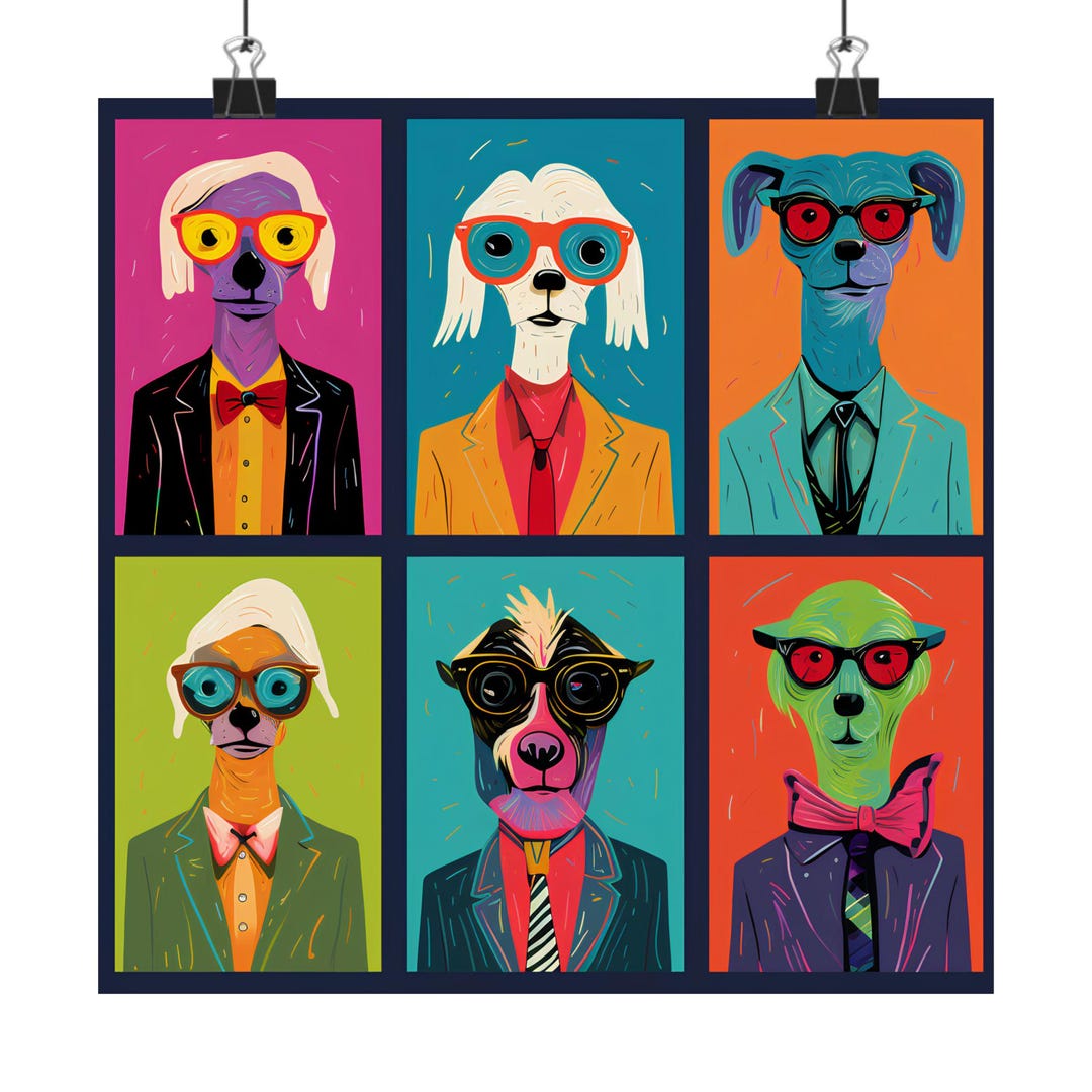 Pop Dogs: Andy Warhol-inspired Canine Charm, Colorful Whimsical Pop Art ...