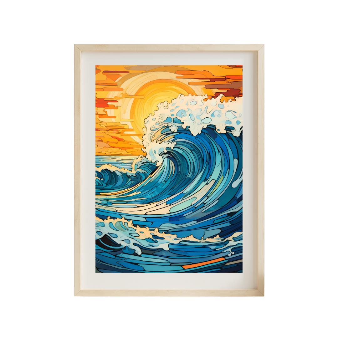 Eternal Wave Sunset Ocean Art Print - Majestic Seascape Wall Decor ...