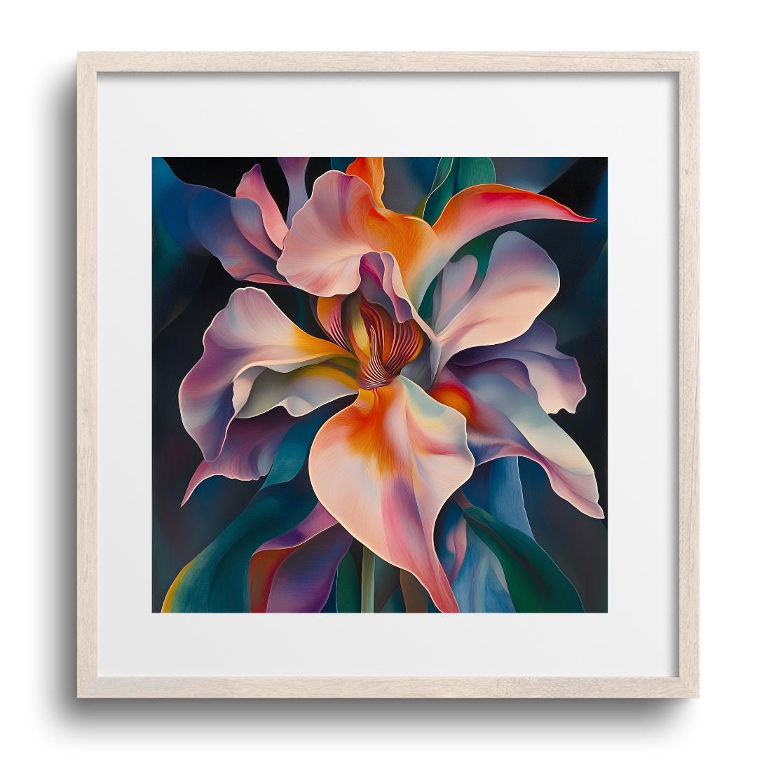 Radiance of the Iris Georgia Okeeffe Inspired Abstract Floral Wall Art ...