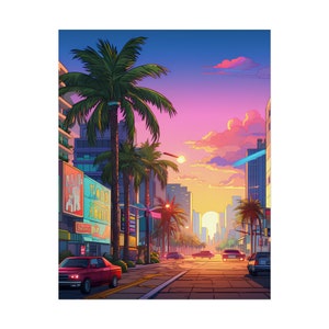 Miami Neon Nights: Pixel Art Street Scene Capture the Vibrant Energy of ...