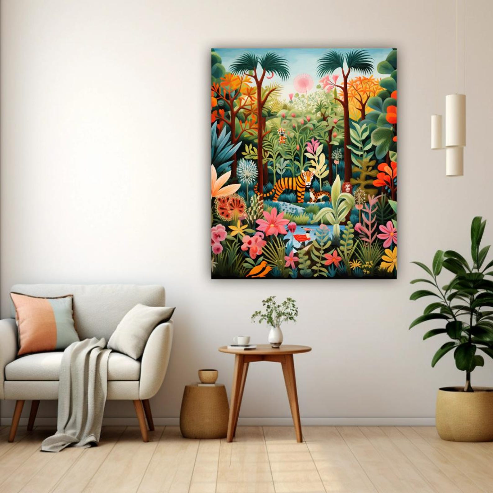 Rousseau's Jungle Oasis: Vibrant Day Scene With Whimsical Lioness and ...