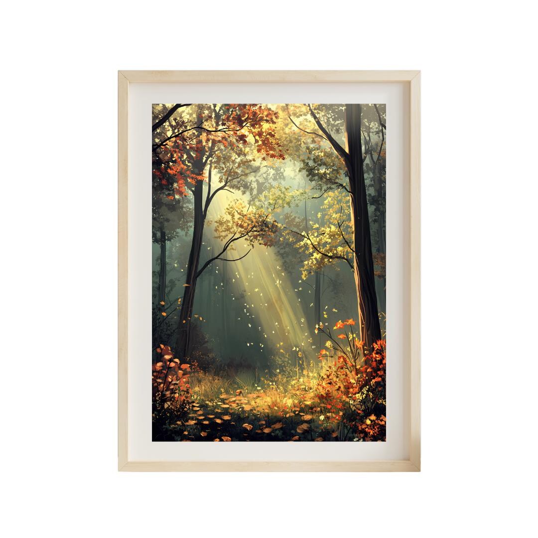Rococo Forest Rolled Posters, Tranquil Autumn Trees Art, Elegant Nature ...