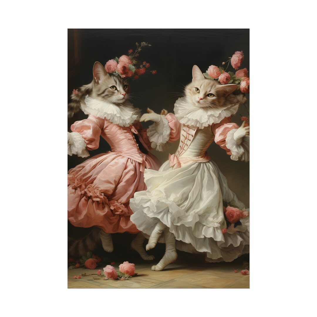 Art Print Features a Rococo-style Painting Whit Cats in Ballet Dancing ...