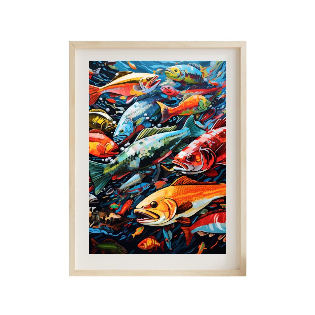Funky Fish Frenzy: Pop Art Illustration With Vibrant Colors and Bold ...
