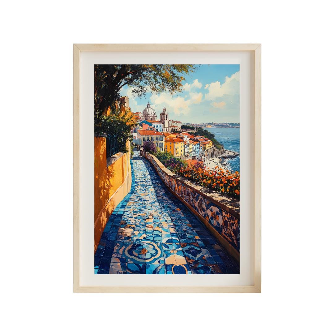 Lisbon Sunset Canvas Art Print: Vibrant Cityscape, Blue Tiles - Etsy