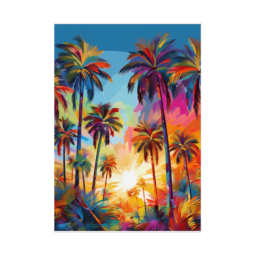 Vibrant Oil Palm Forest Patchwork A Vibrant Fusion of Colors Portrays ...