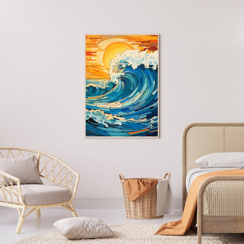 Eternal Wave Sunset Ocean Art Print - Majestic Seascape Wall Decor ...