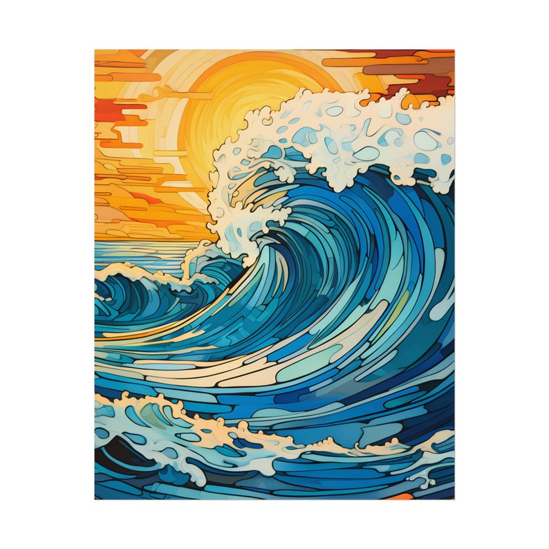 Eternal Wave Sunset Ocean Art Print - Majestic Seascape Wall Decor ...