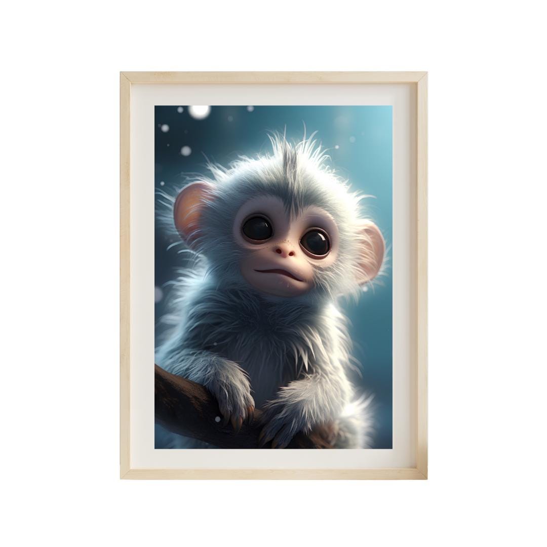 Baby Monkey Art Print: Starry Night Nursery Decor - Etsy