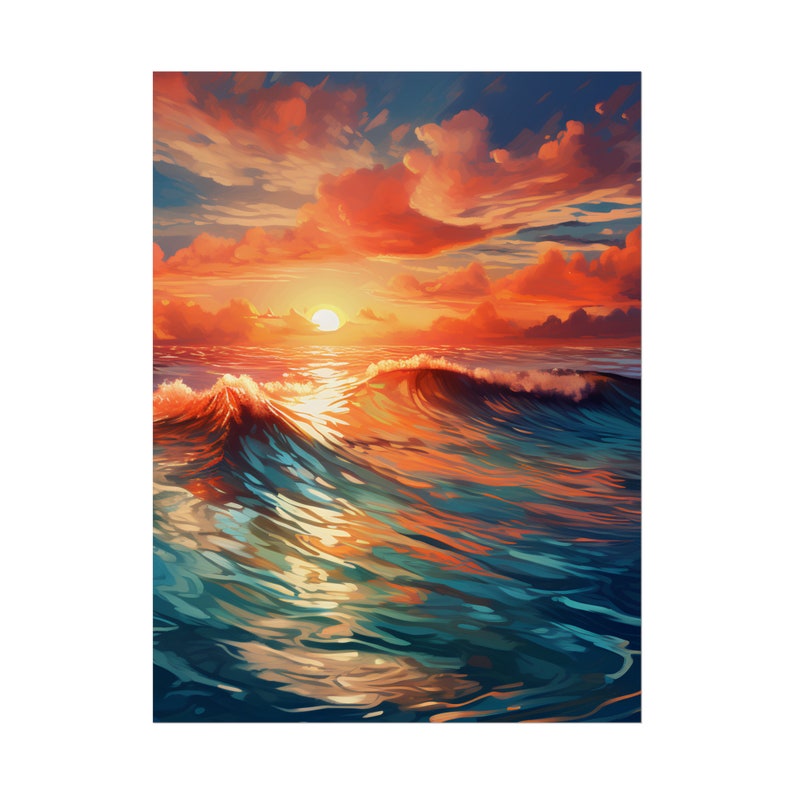 Art Deco Sunset Reflect in the Ocean 4k High Detailed and Full - Etsy