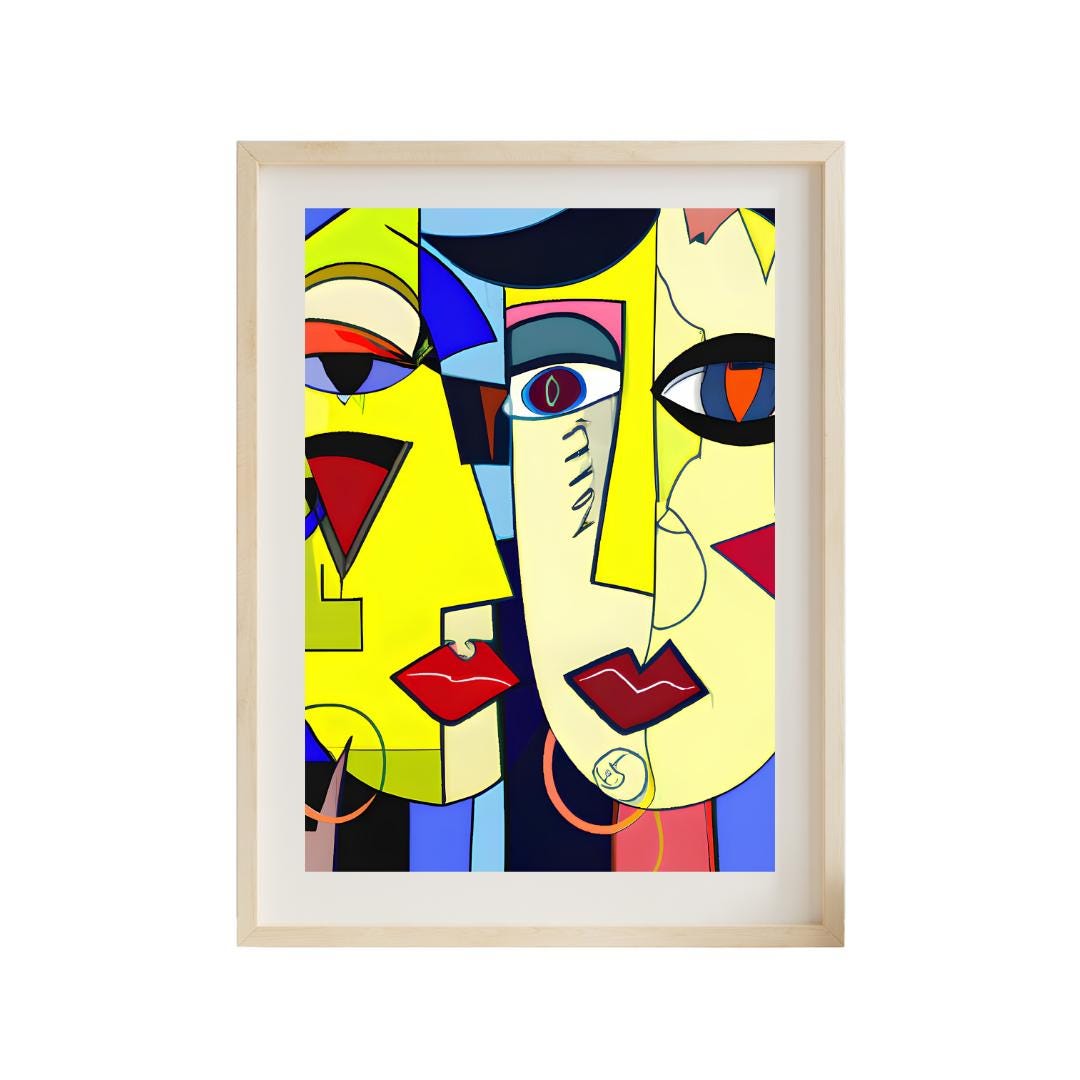 Cubism Abstract Portrait Rolled Posters, Abstract Wall Art, Modern Home ...