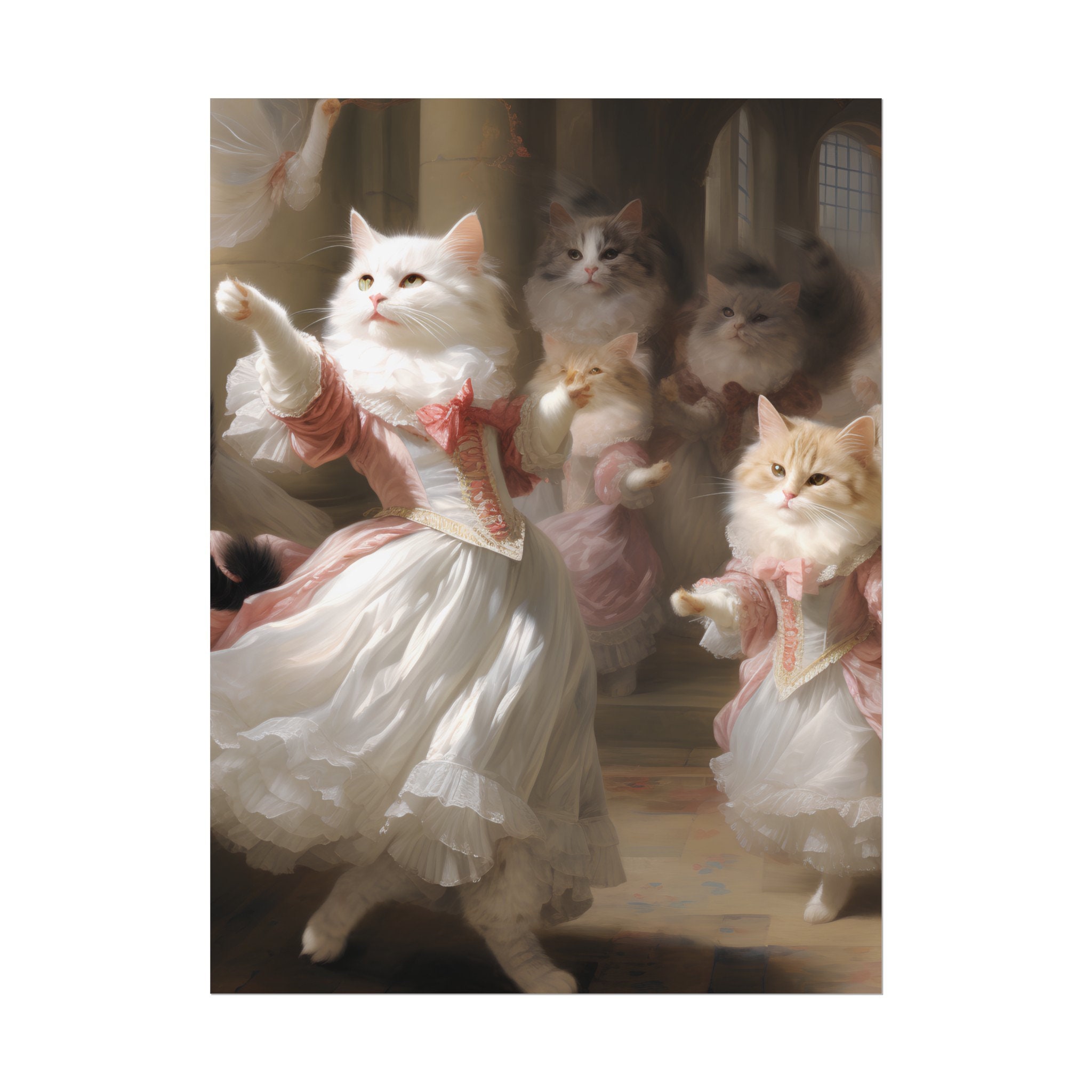 Rococo Persian Cats Ballet Art Print: Feline Elegance - Etsy