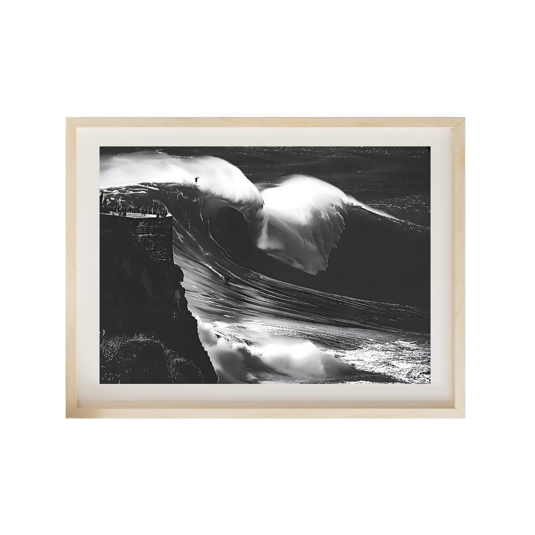 Nazaré Giant Wave Surf Poster | Rousseau-inspired Coastal Art Print - Etsy