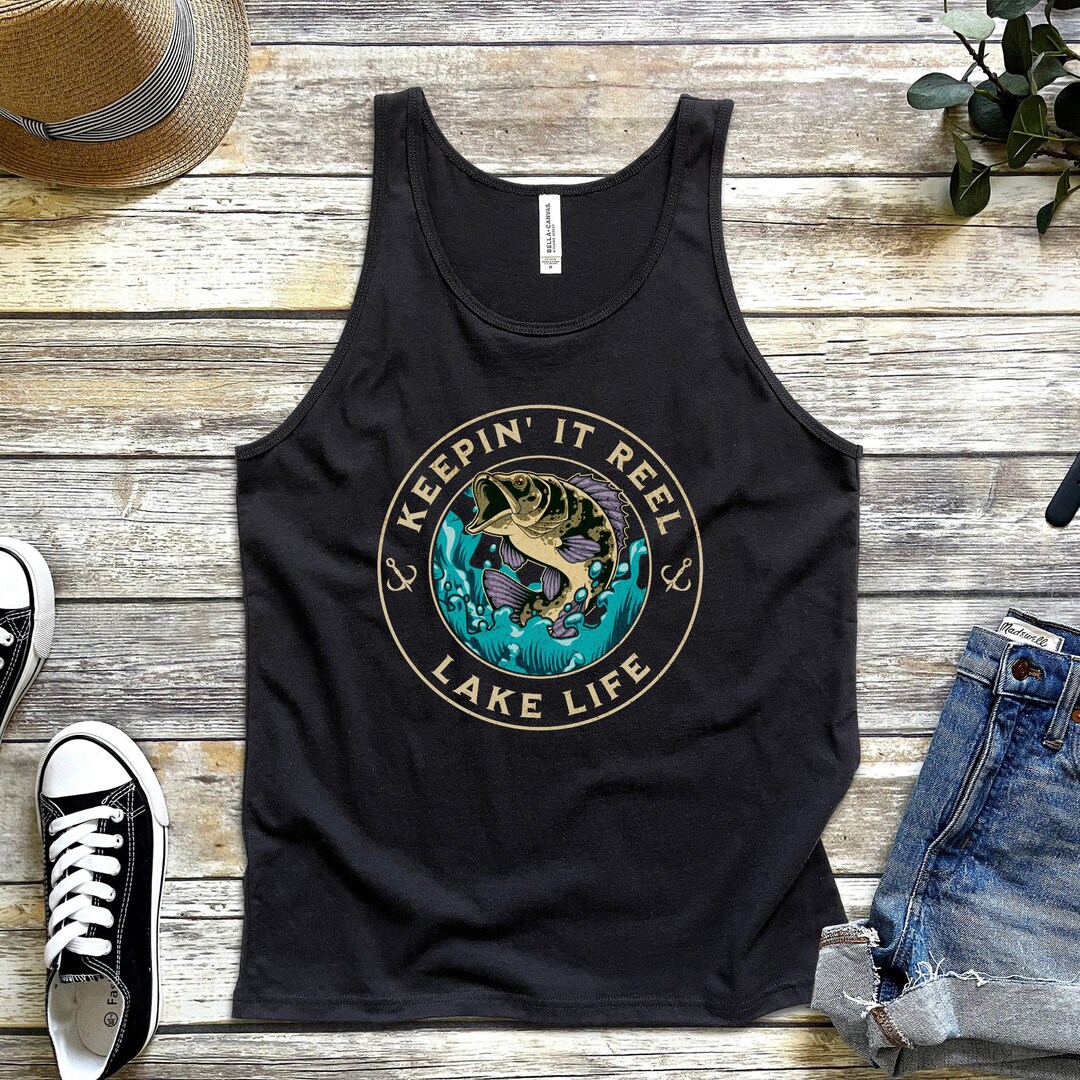 Lake Bass Fishing Tank, True to Size Tank Top, Lake Shirt, Fishing Tank ...