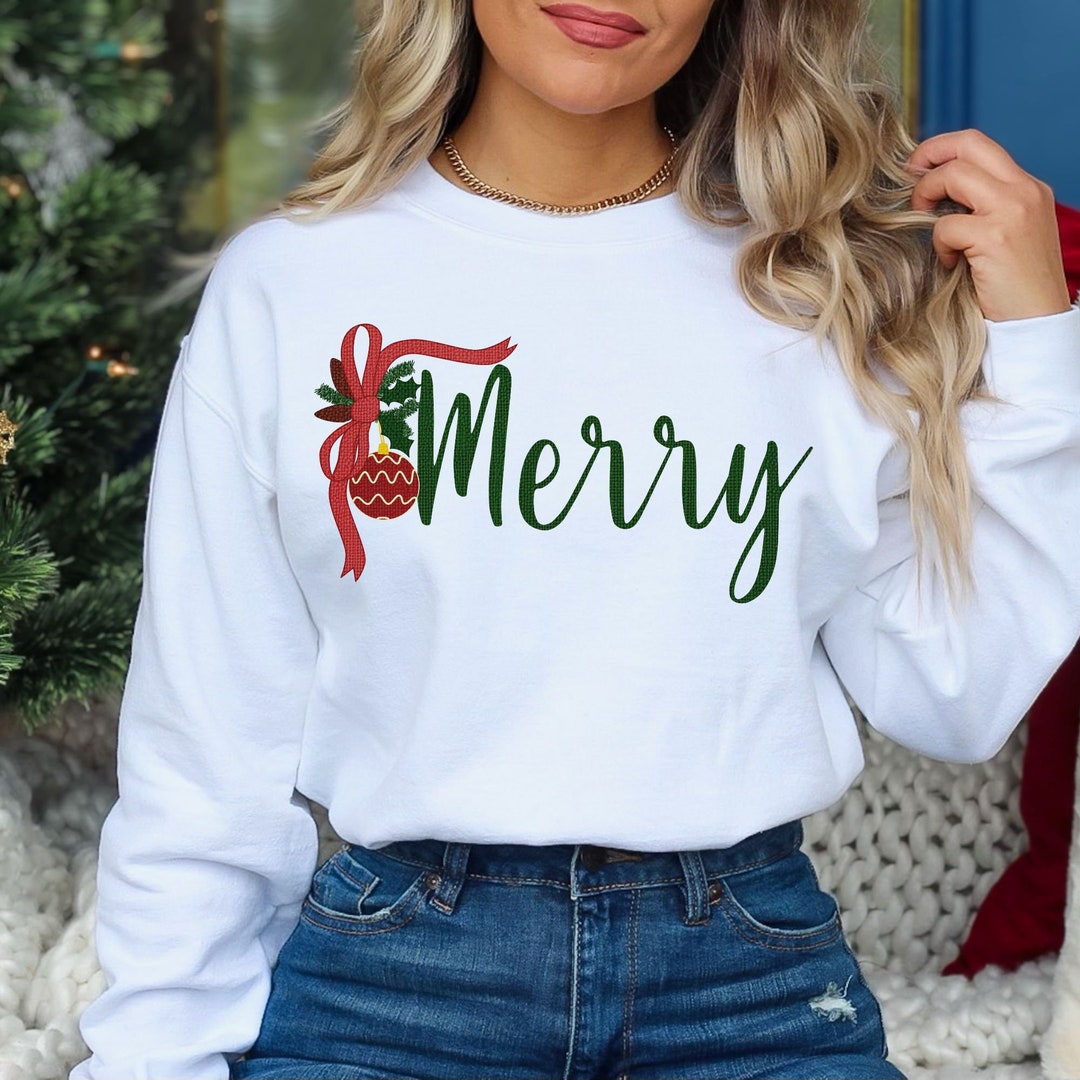 Merry Sweatshirt, Holiday Sweatshirt, Cute Christmas Sweatshirt ...