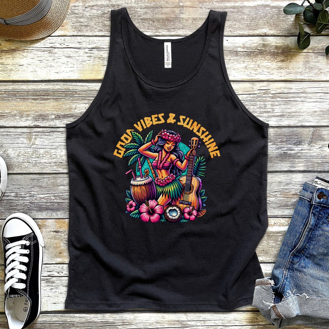 Tropical Beach Tank, Hula Girl Tank, Hibiscus Tank, Tropical Tank ...
