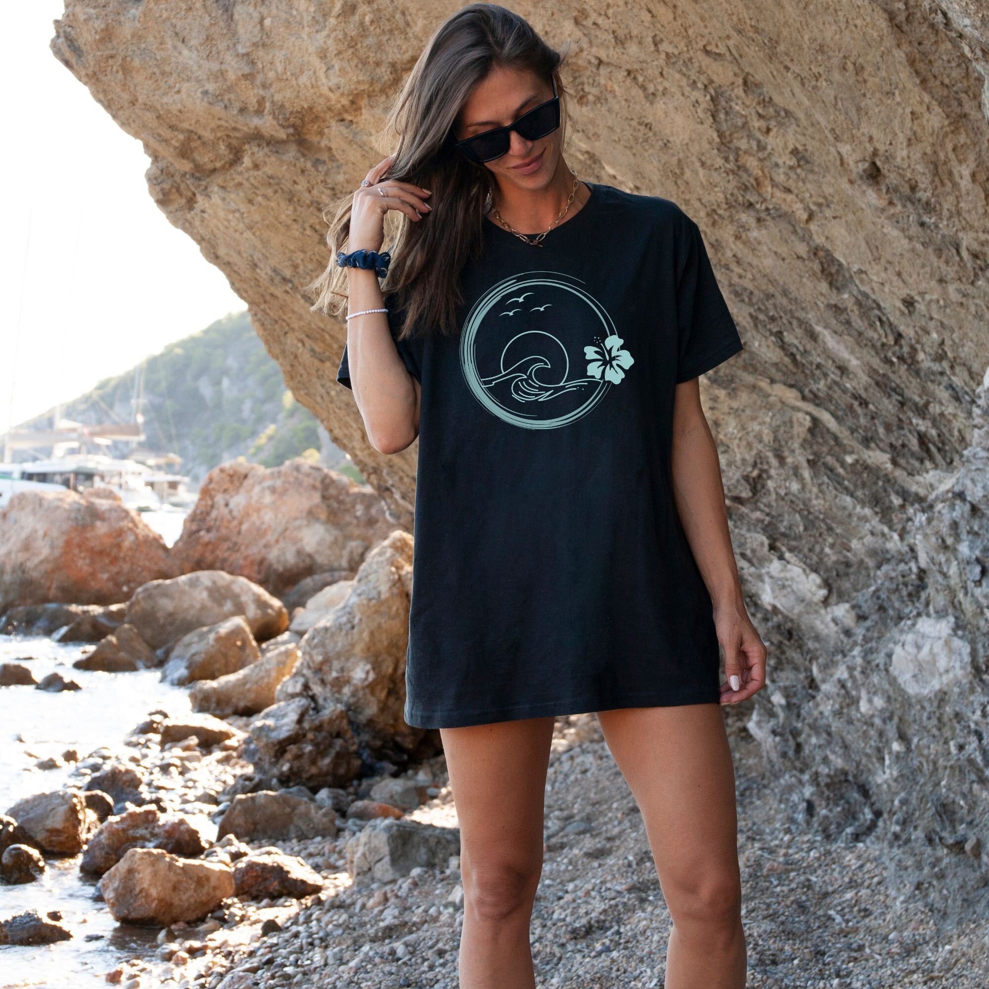 Hibiscus Beach Shirt Beach Waves Shirt Beach Shirts - Etsy