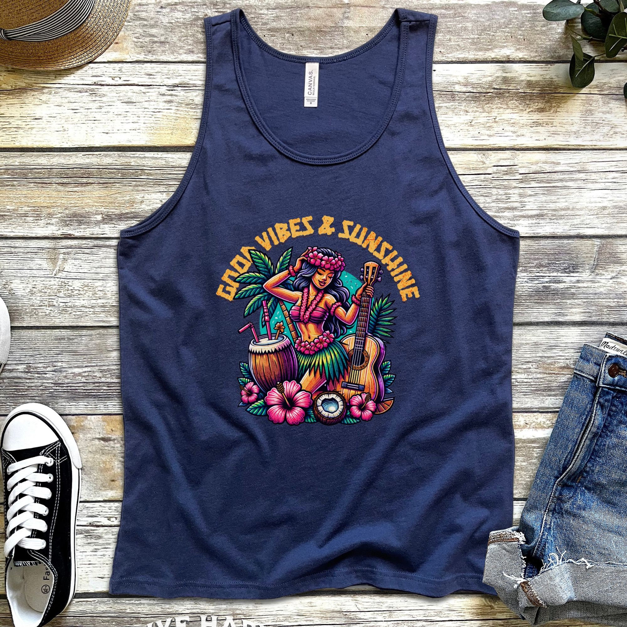 Tropical Beach Tank, Hula Girl Tank, Hibiscus Tank, Tropical Tank ...