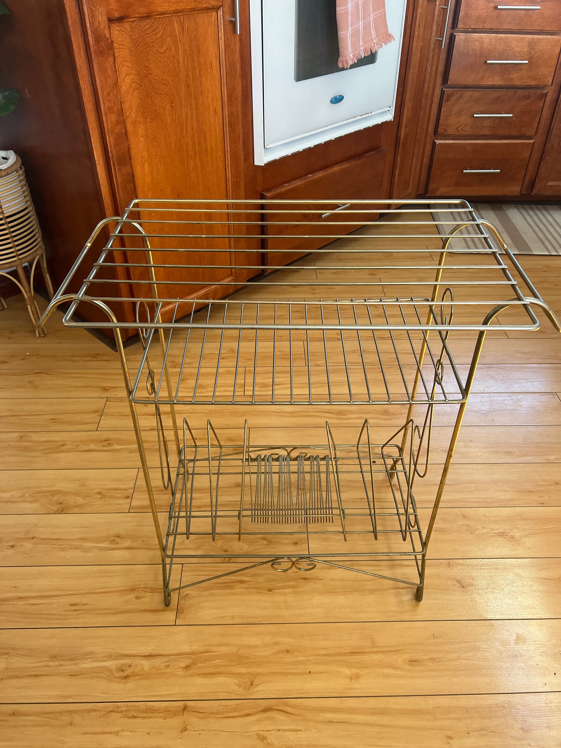Vintage Brass MCM Record Player Stand and Storage, With Music Note ...