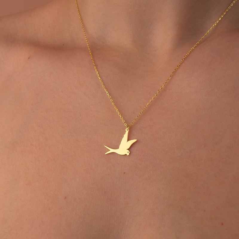 Gold Bird Pendant - Etsy
