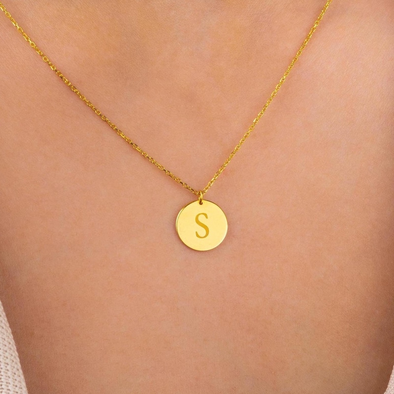 14 K Gold Disk Pendant - Etsy