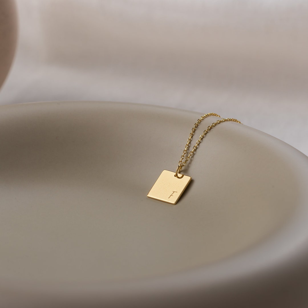 14k Gold Personalized Initial Necklace, Gold Initial Necklace, White ...