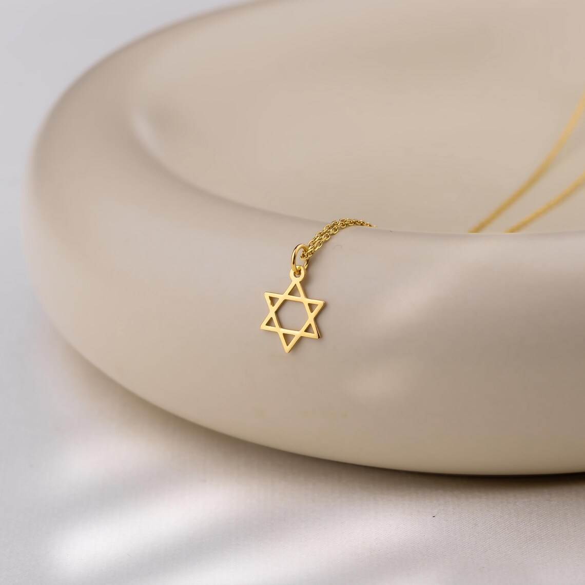 14K Gold Star of David Necklace, Magen David Pendant, Judaica Jewelry ...