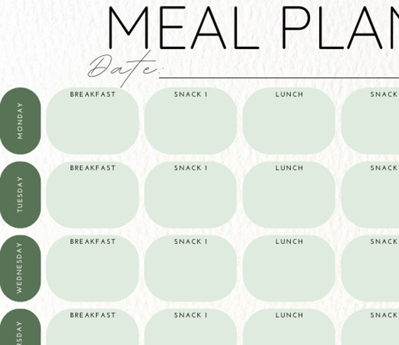 Meal Planner Printable Eucalyptus - Etsy