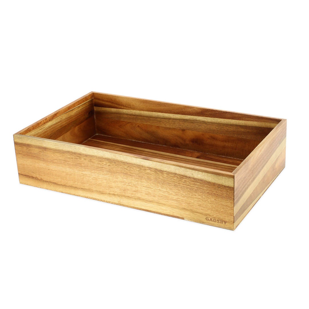 Acacia Wooden Storage Crate Rectangular Shelf Storage Box 52.5 X 32cm ...