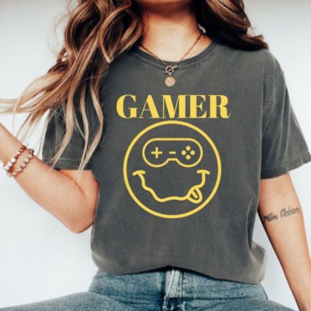 Smiley Face Gamer Shirt, Gamer Shirt, Video Game Shirt, Gaming T-shirt ...