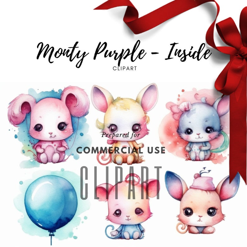 Watercolor Cute Poby Clipart Set Playful Graphics for - Etsy