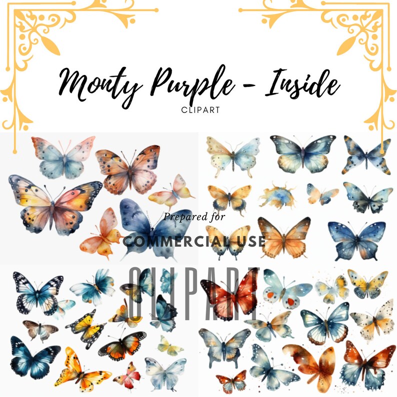 Watercolor Butterfly Dreams Clipart Set Whimsical Graphics for - Etsy