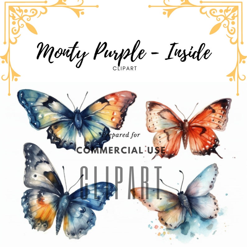 Watercolor Butterfly Dreams Clipart Set Whimsical Graphics for - Etsy