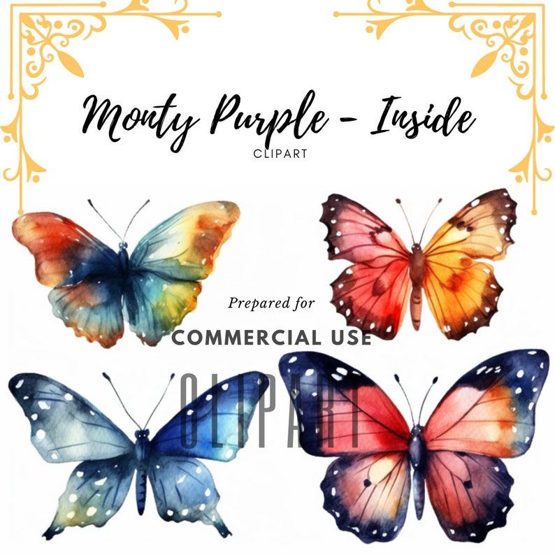 Watercolor Butterfly Dreams Clipart Set Whimsical Graphics for - Etsy