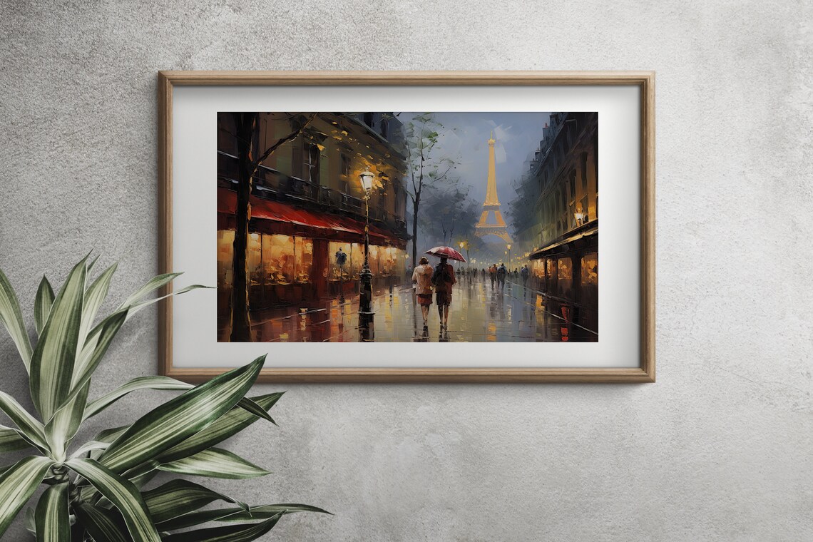 Paris in the Rain Painting | Wall Art Oil Painting Paris City France ...