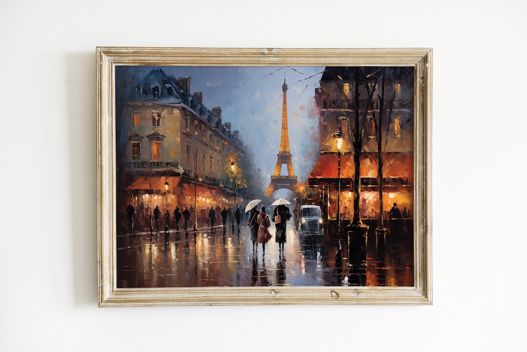 Paris in the Rain Painting | Wall Art Oil Painting Paris City France ...