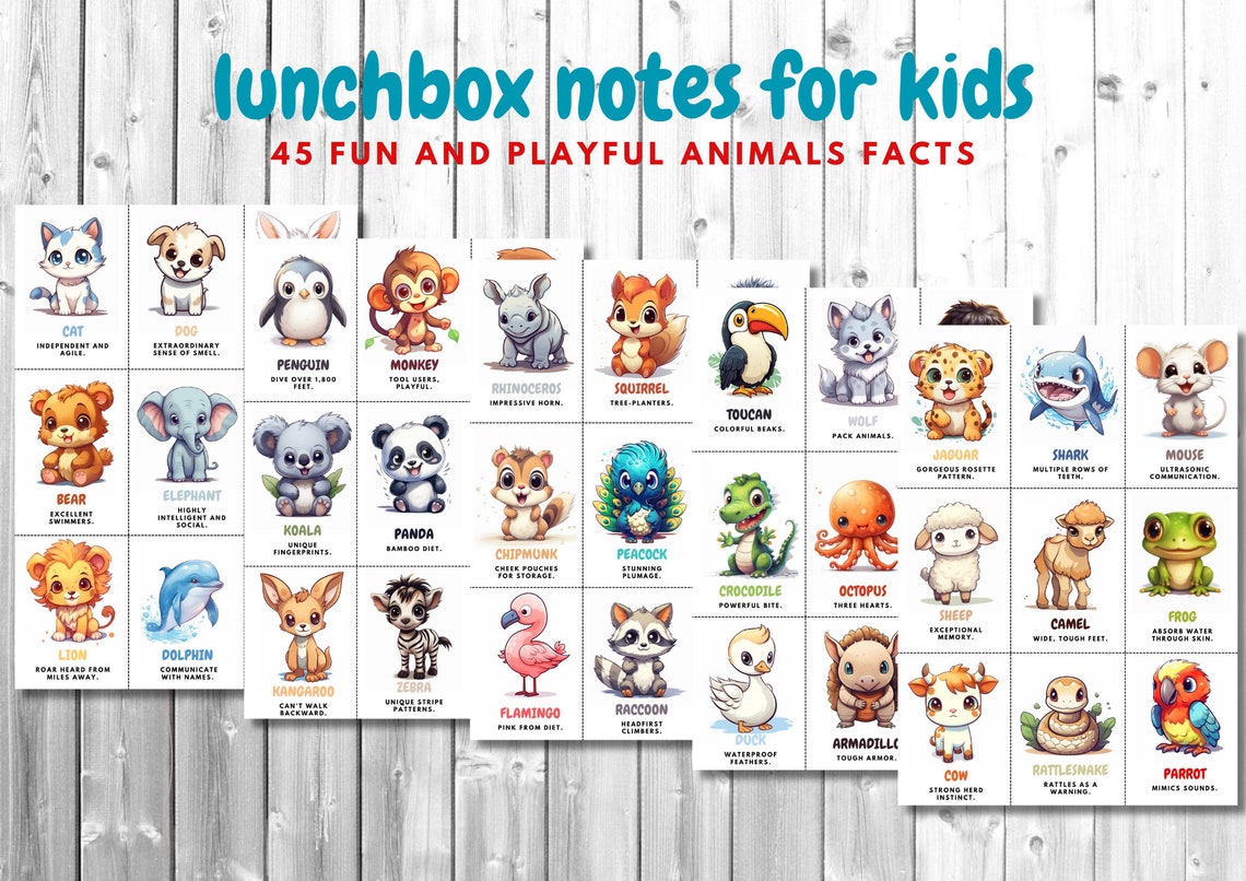 45 Printable Lunch Box Notes for Kids Lunch Notes for Toddler, Boys and ...