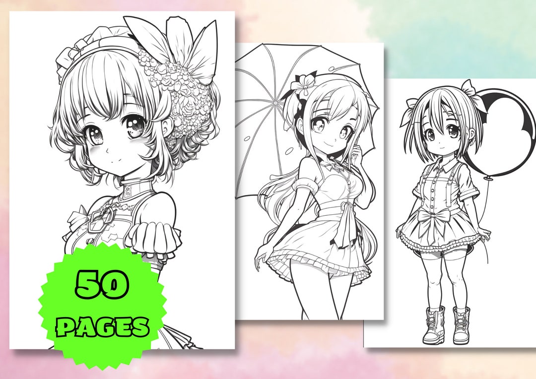 OFFER! 50 Adorable Waifu and Cute Girls Manga Style Coloring Pages - Etsy
