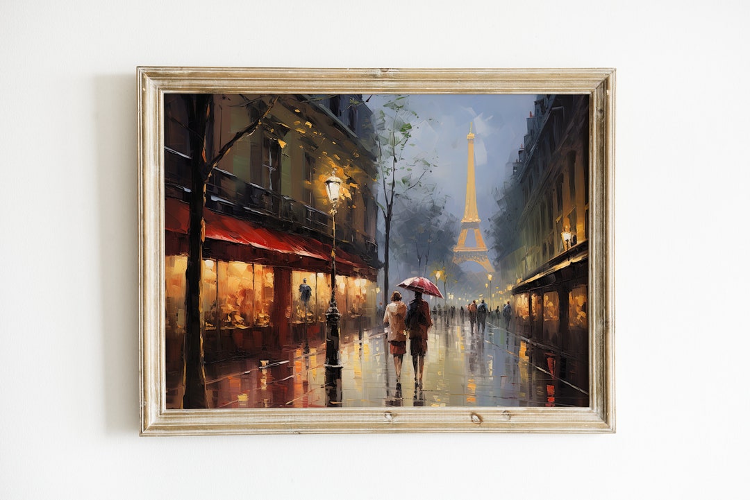 Paris in the Rain Painting | Wall Art Oil Painting Paris City France ...