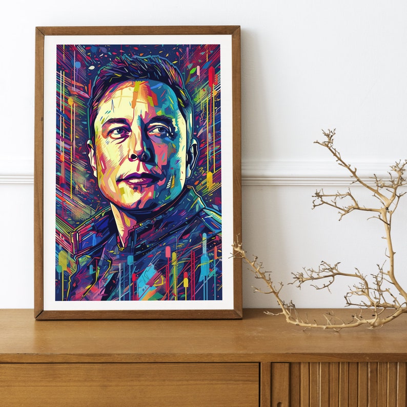 Elon Musk Pop Art X Comics Style Portrait Instant Download Printable