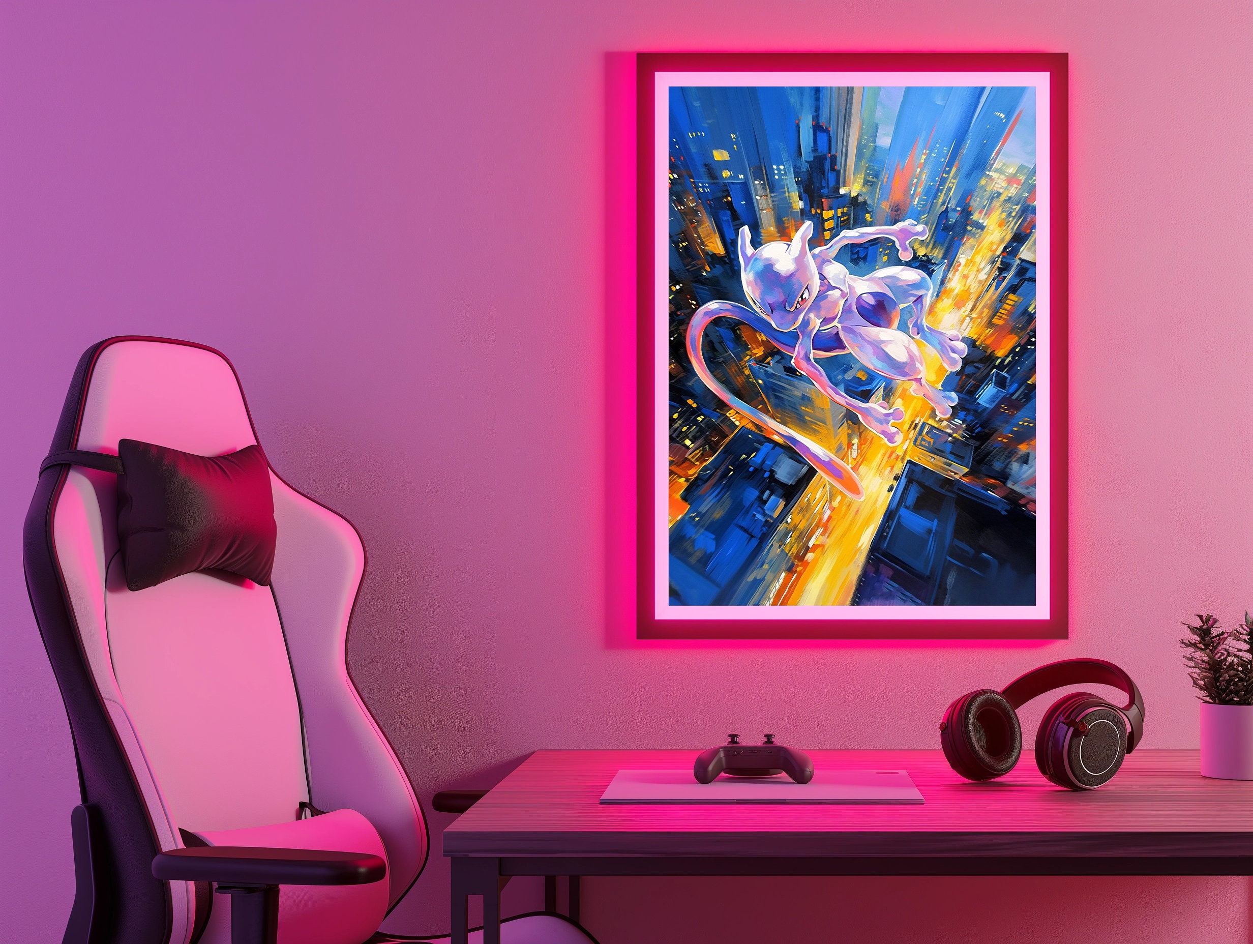 Mewtwo, Pokemon, Acrylic Painting on Canvas, Video Game Poster, Anime ...
