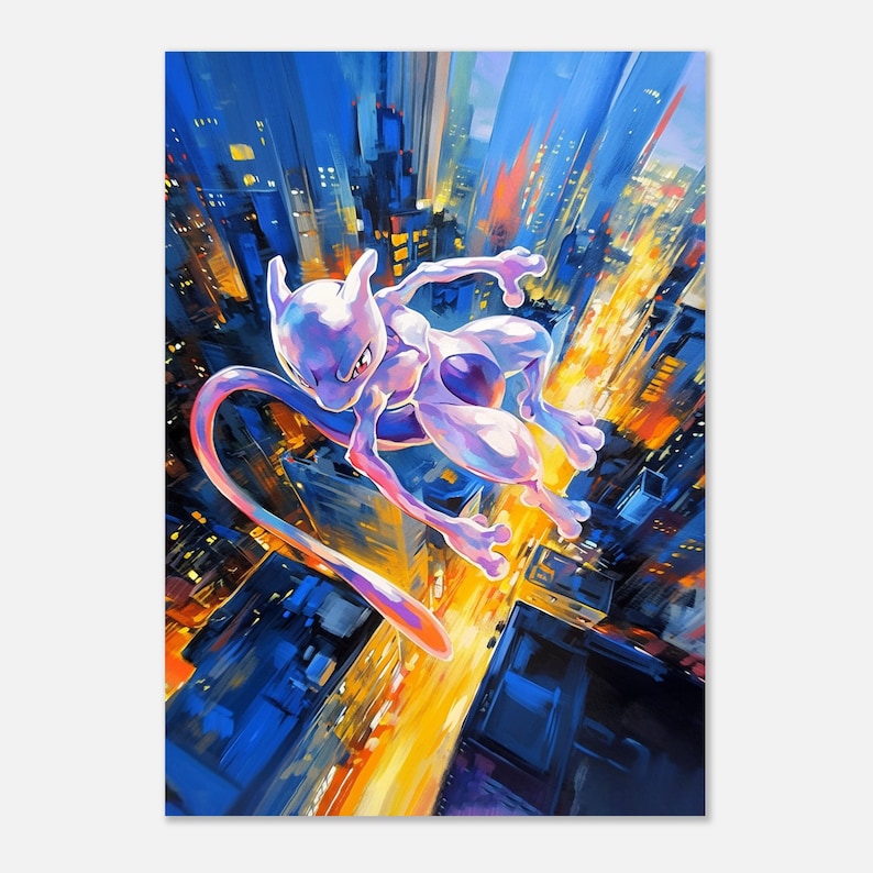 Mewtwo, Pokemon, Acrylic Painting on Canvas, Video Game Poster, Anime ...