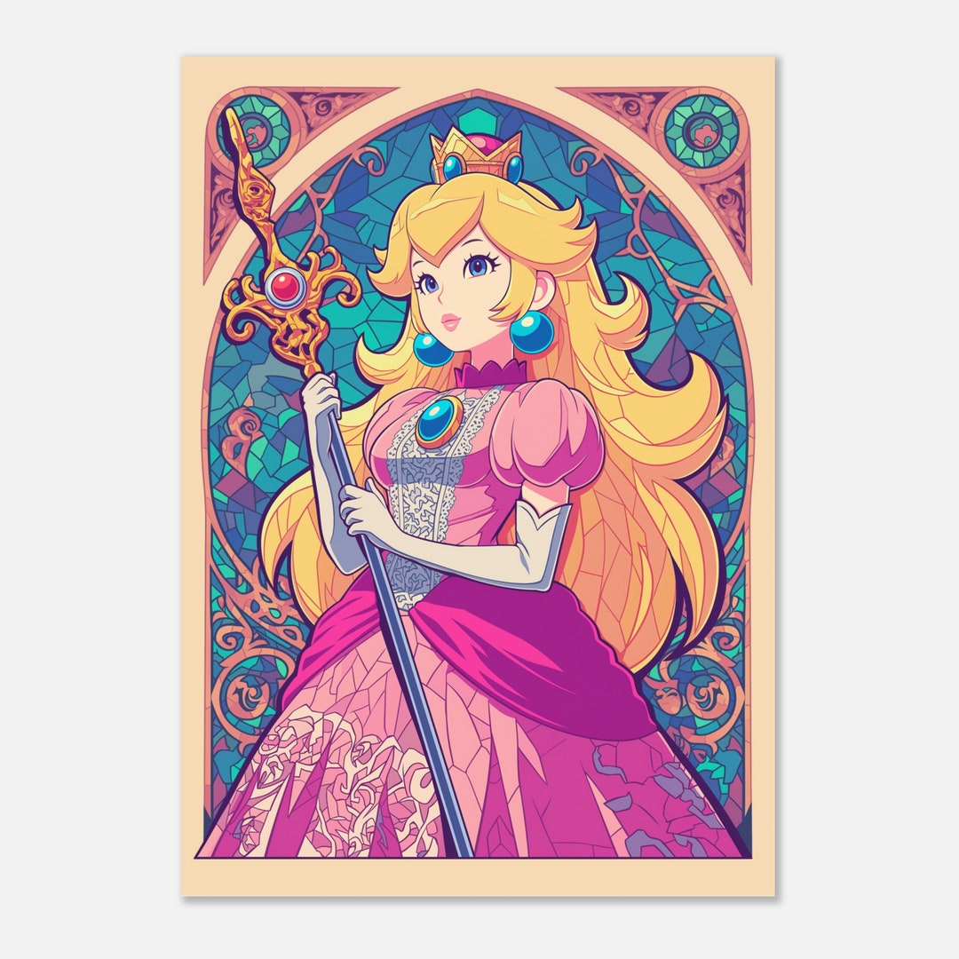 Princess Peach, Princess, Mario, Stained Glass Window Portrait ...